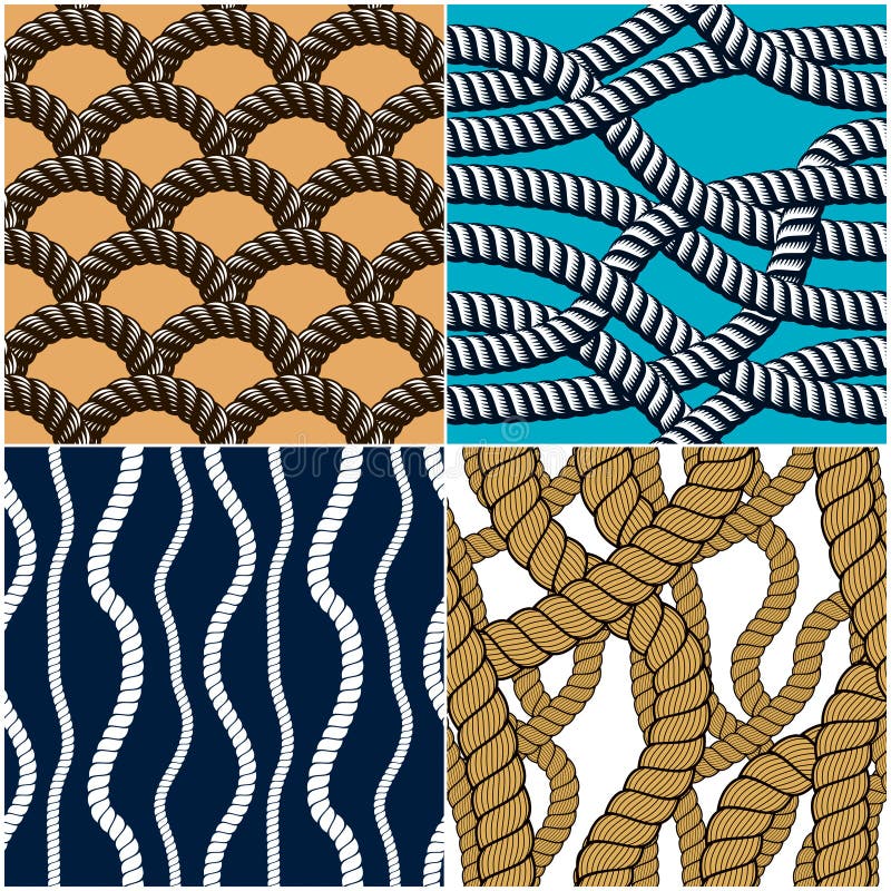 Rope Seamless Patterns Set, Trendy Vector Wallpaper Backgrounds Stock ...