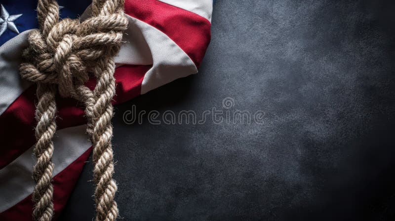 A Rope Securely Tied To a Flag, Resting on a Sleek Black Surface ...