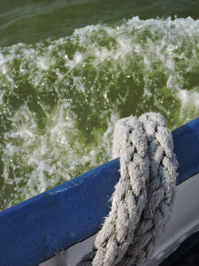 Rope on Ship Side and Water Stock Image - Image of macro, waves: 43218443