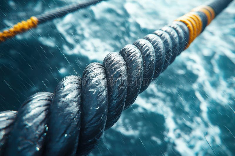 A Rope is Shown in the Water with Yellow and Black Stripes Stock Photo ...