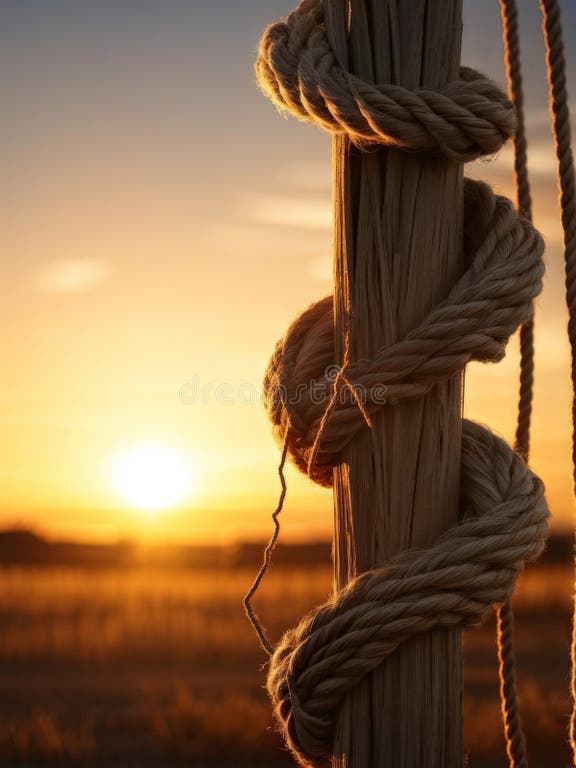 Rope with a Sunset on the Beach Stock Illustration - Illustration of ...