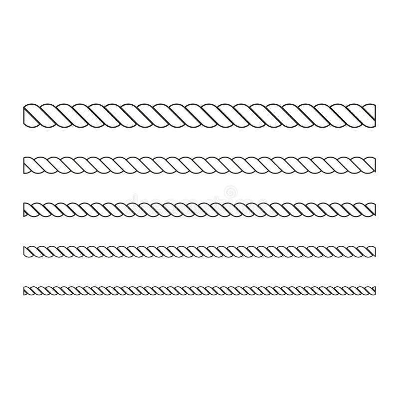 Rope Symbol. Different Thickness Line Ropes Set. Vector Illustration ...