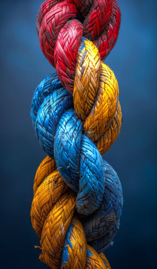 A Rope with Three Different Colored Strands Stock Image - Image of ...