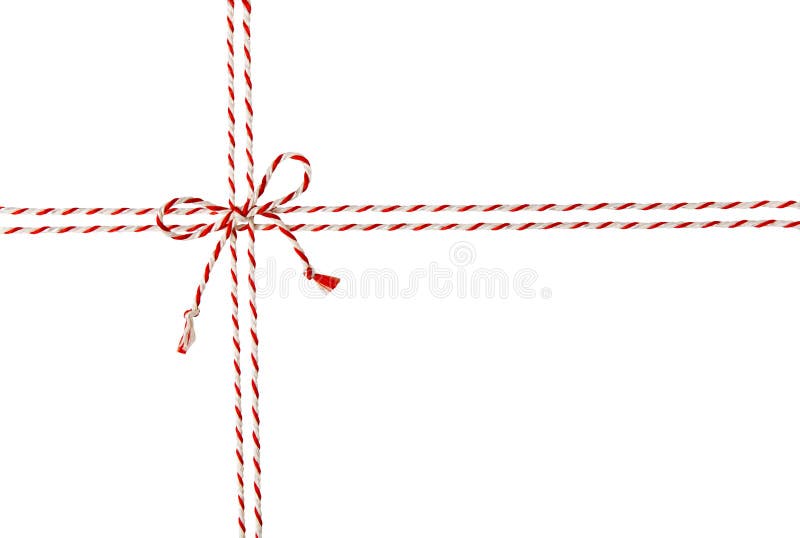 Rope Tied Bow Knot for White Envelope Package, Red Ribbon Cord Stock ...