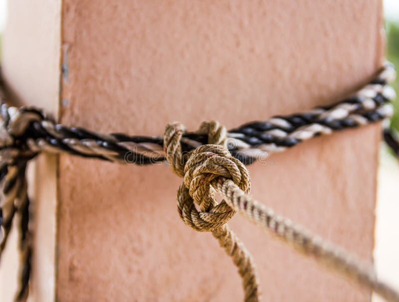 Rope is tied stock image. Image of detail, strong, pillar - 43790151