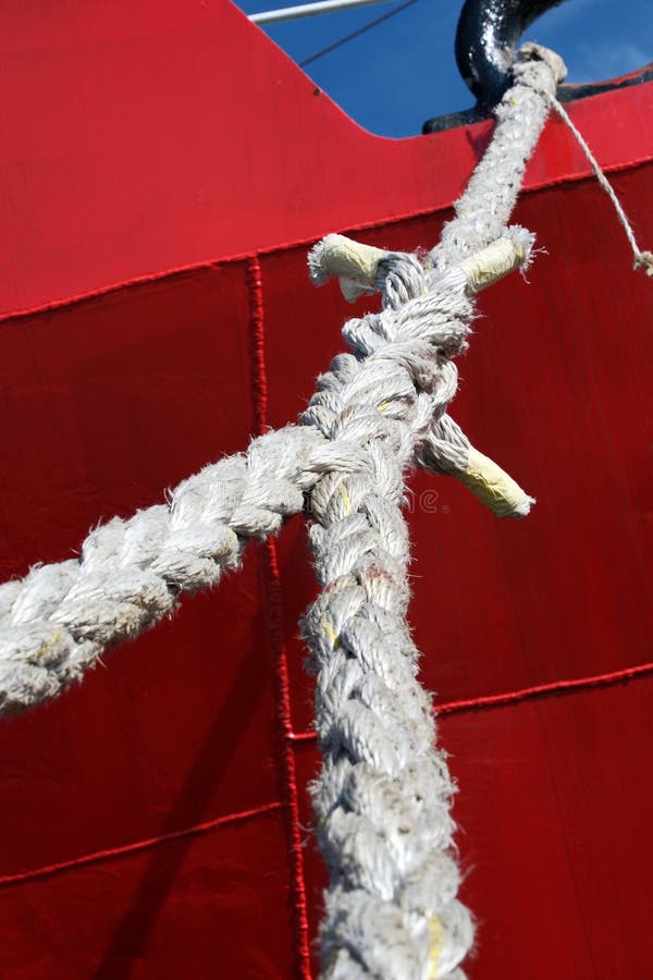 Rope Tied To Stone for Fishing at Harbour Stock Image - Image of ...