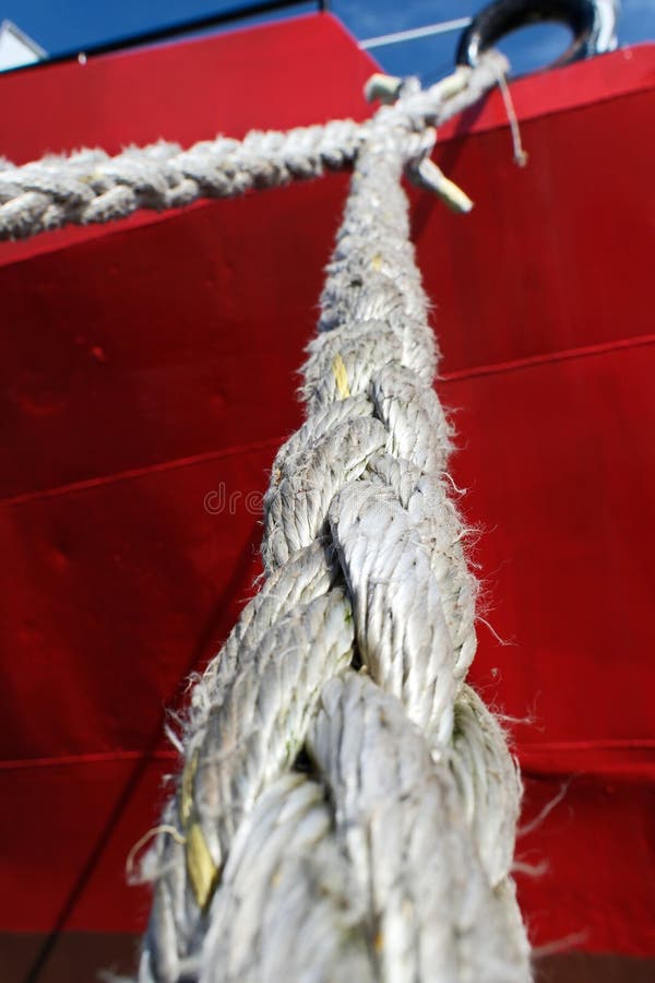 Rope Tied To Stone for Fishing at Harbour Stock Image - Image of ...