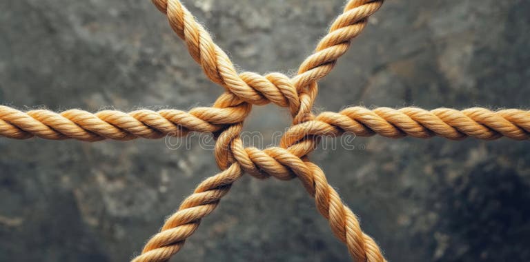 Rope Ties Create Connections and Strength in Unity Together Concept ...