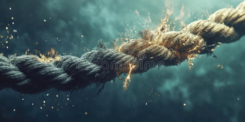 Rope about To Break Under Pressure with Strength Concept Theme Stock ...