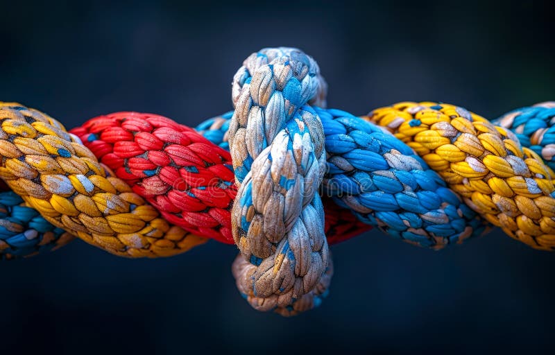 A Rope is Twisted into a Knot. the Knot is Made Up of Three Different ...