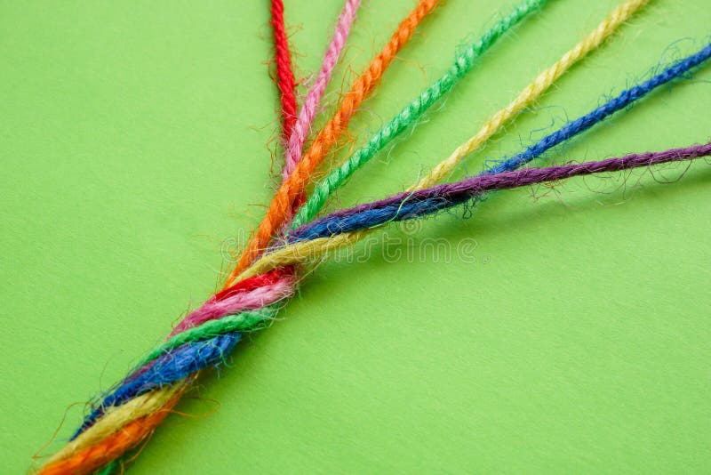 Rope Twisted from Multicolored Threads. Unity and Diversity. Stock ...