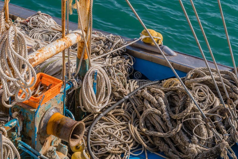 Rope in Various Sizes on Deck of Fishing Trawler Stock Image - Image of ...