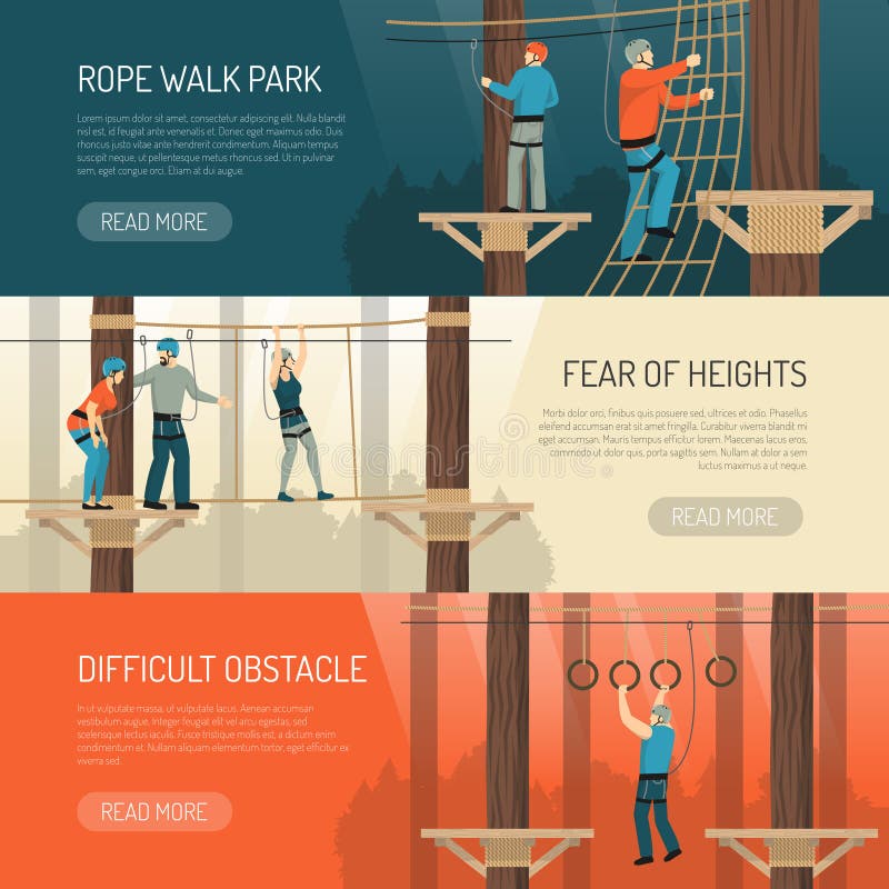 Rope Walk Activity Horizontal Banners Stock Vector - Illustration of ...