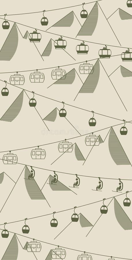 Rope Way Cable Car Surface Pattern Design Stock Vector - Illustration ...