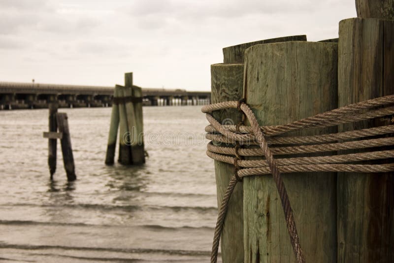 Rope and Wood stock photo. Image of wooden, clouds, inlet - 7185258