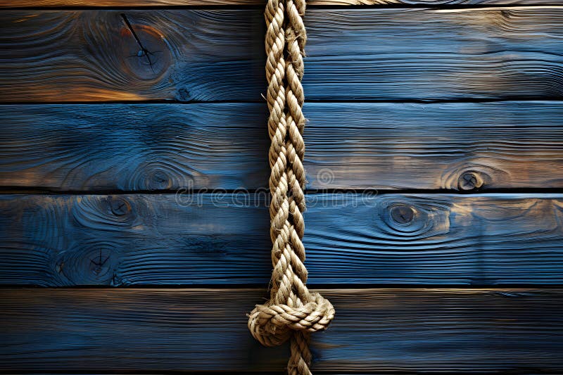 Rope on a Wooden Background. Rope Tied in a Knot Stock Illustration ...
