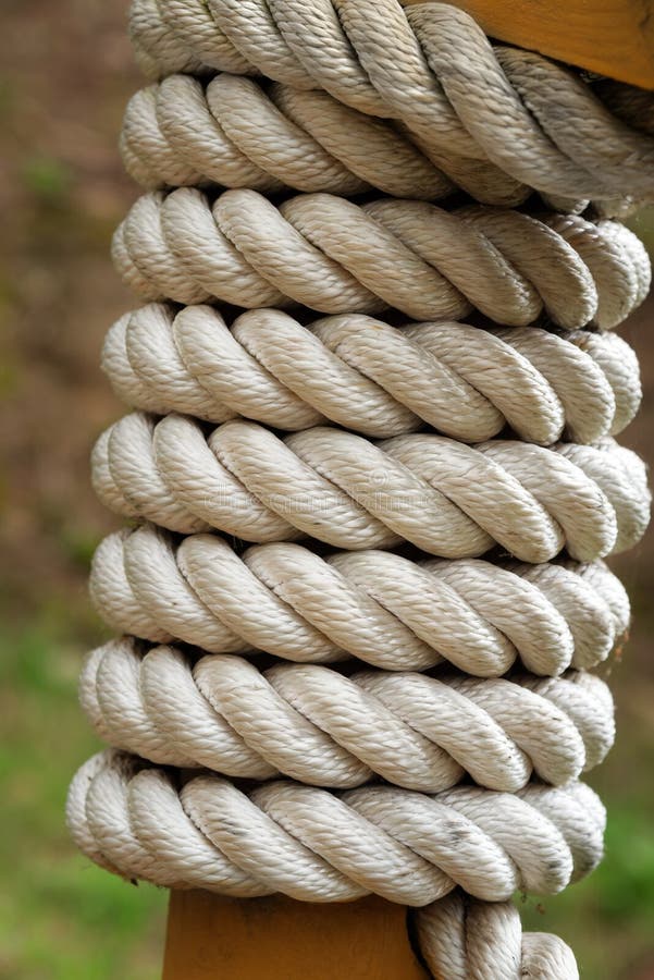 Rope Wound on the Small Windlass of the Yacht Ship. Stock Image - Image ...
