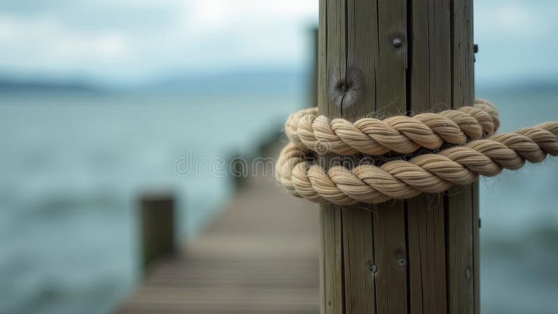 A Rope is Wrapped Around a Wooden Post Stock Illustration ...
