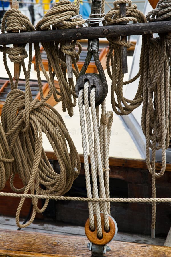 Rigging the Mast of a Large a Tall Ship Stock Photo - Image of navy ...