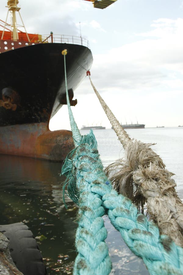Ropes Attached To a Docked Ship at the Port of Manila Stock Image ...