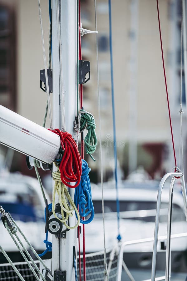 Ropes on a boat stock photo. Image of pulley, nautical - 199035958
