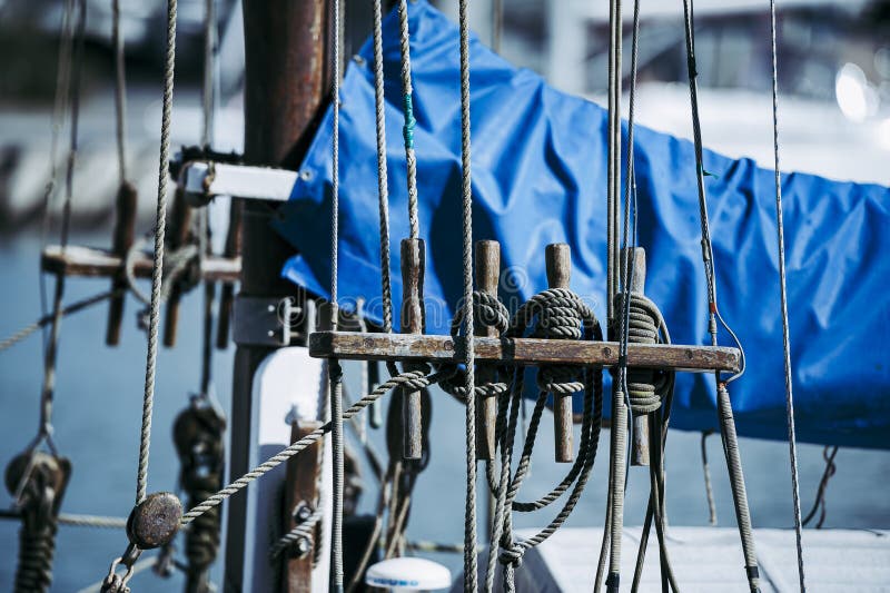 Ropes on a boat stock photo. Image of sailing, sailor - 199034080