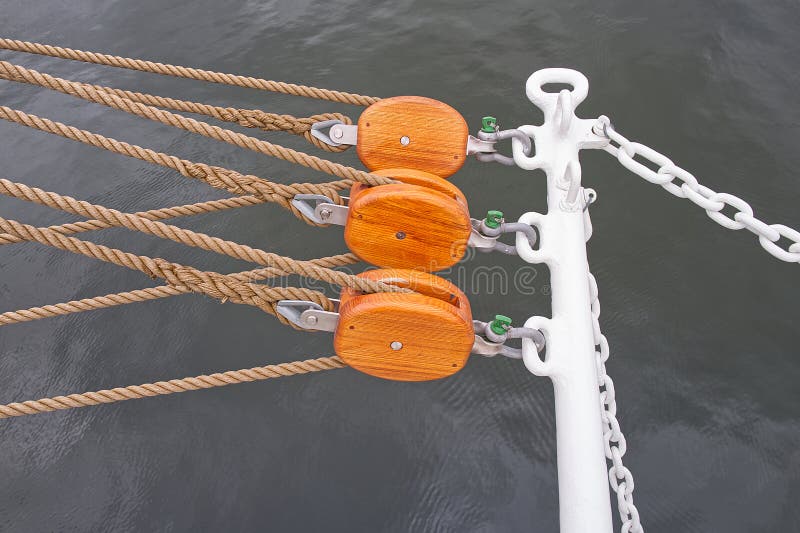 Ropes and Brackets on a Big Sail Boat Stock Photo - Image of color ...