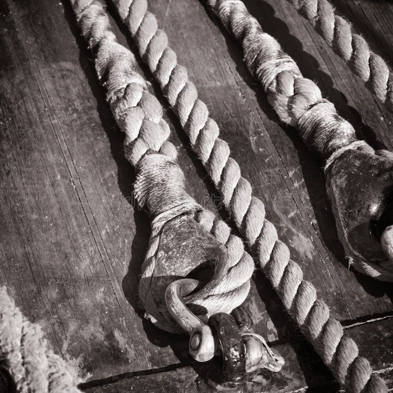 Ropes Braided in Bays on an Ancient Sailing Vessel Stock Image - Image ...