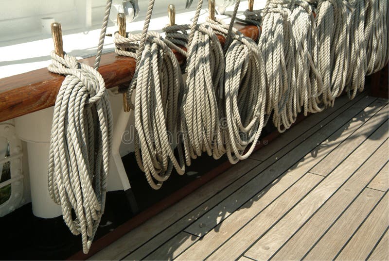 Ropes and deck of ship stock image. Image of sailor, america - 2026841