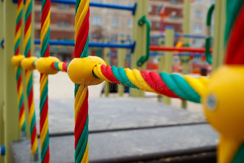 Ropes of Different Colors on the Playground, Children`s Ropes for ...