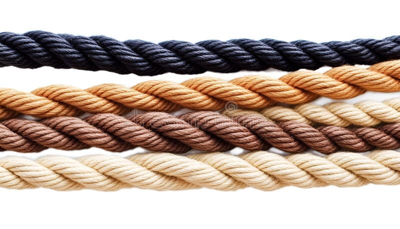 Ropes of Different Thickness Isolated on White, Set Stock Image - Image ...