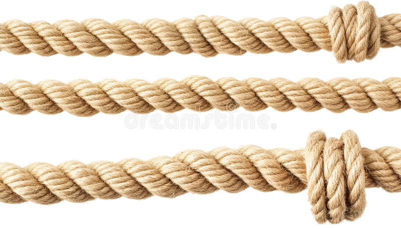 Ropes of Different Thickness Isolated on White, Set Stock Photo - Image ...