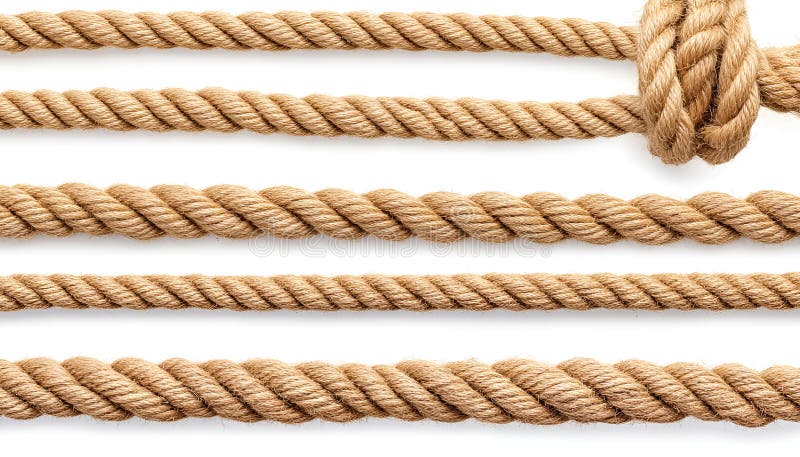 Ropes of Different Thickness Isolated on White, Set Stock Image - Image ...