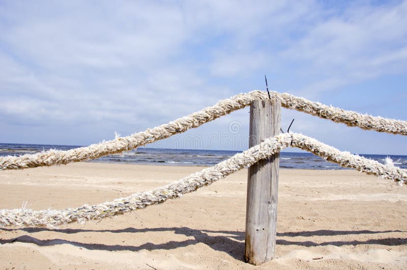 Ropes Fence on Resort Beach Nea Sea Stock Image - Image of seascape ...