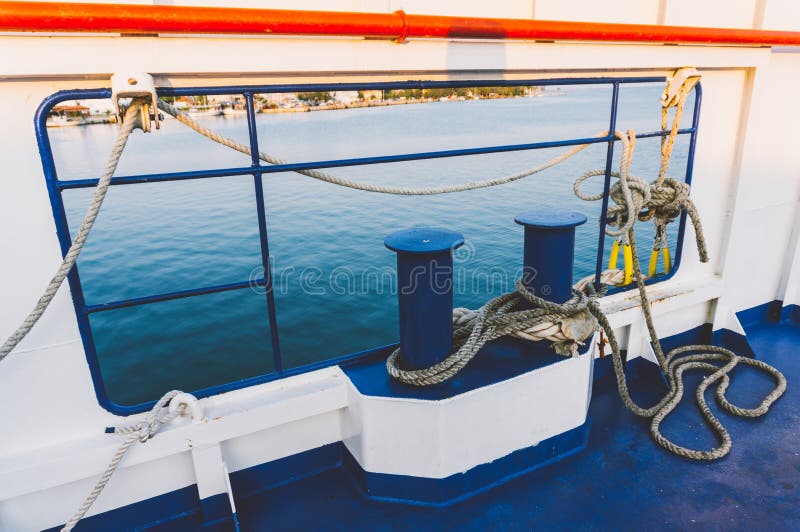 Ropes on a ferry stock photo. Image of embankment, greece - 52190386