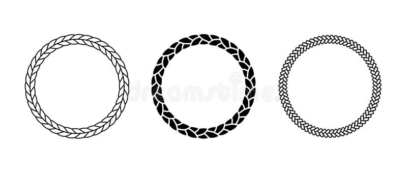 Ropes Frame Set. Round Cord Border Collection. Circle Rope Wreath Loop ...