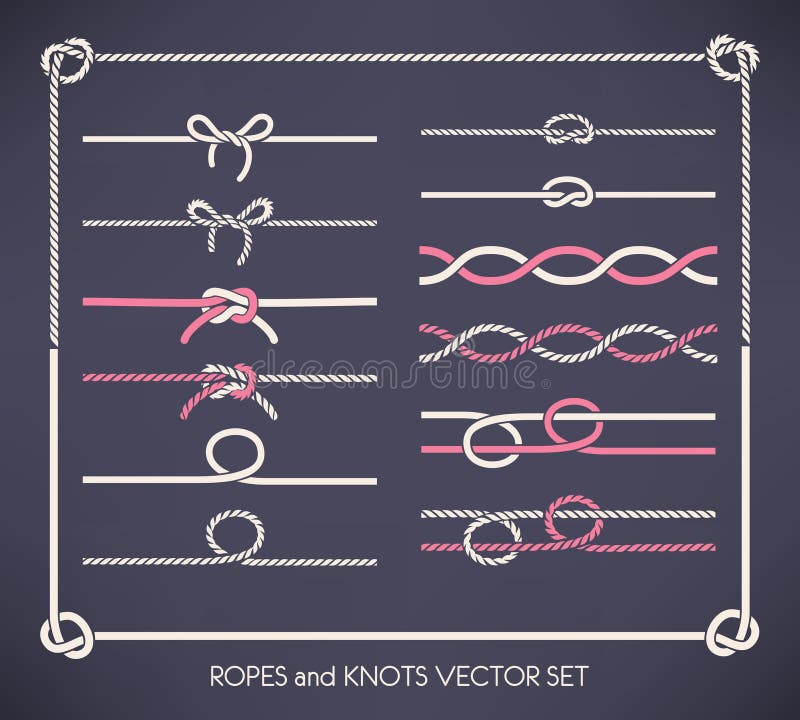 Ropes and knots set stock vector. Illustration of label - 60074318