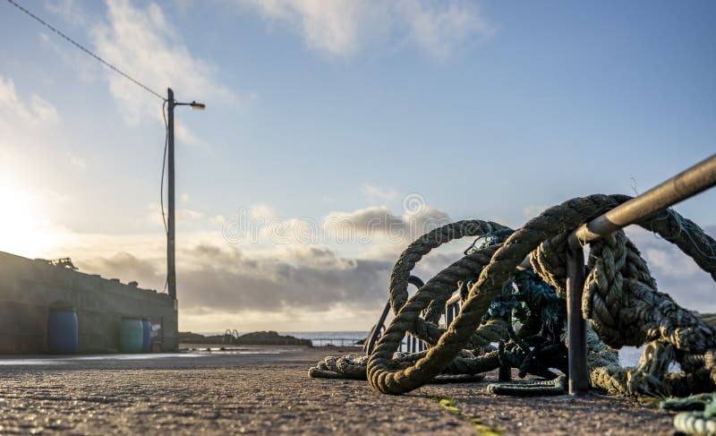 Ropes and Ladder into the Sea at Coastal Harbour Stock Photo - Image of ...