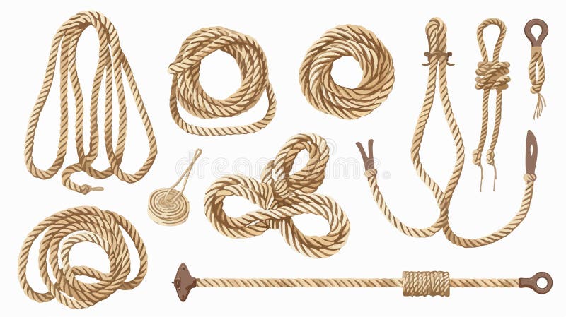 Professional Ropes Lasso Strings Set Jute and Hemp Cords Stock Vector ...