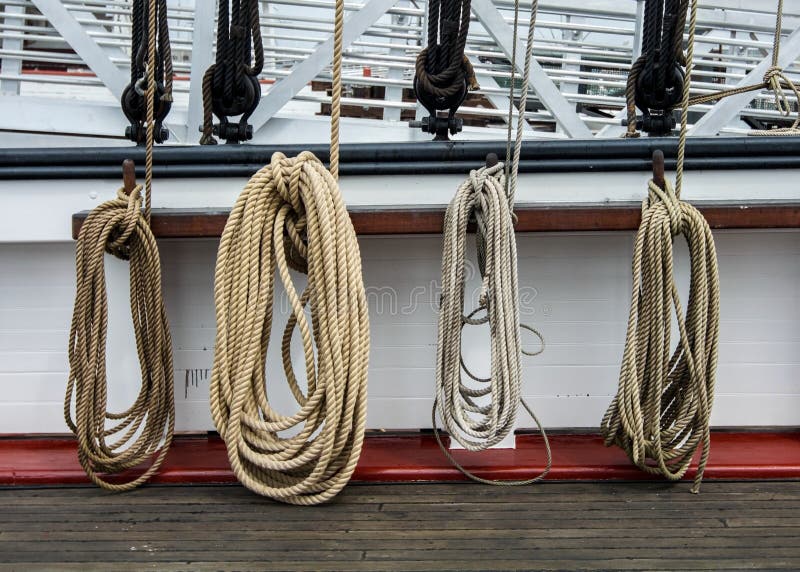 Ropes of an old ship stock image. Image of decoration - 101898341