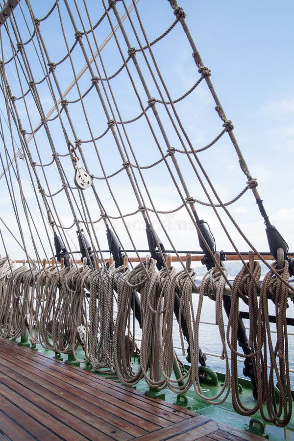 Ropes And Rigging On Old Vessel Stock Image - Image of seagoing, retro ...