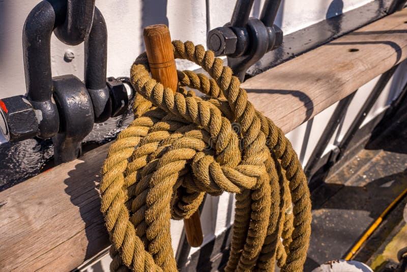 Ropes Rigging Masts and Stays on Traditional Sailing Ship Stock Image ...