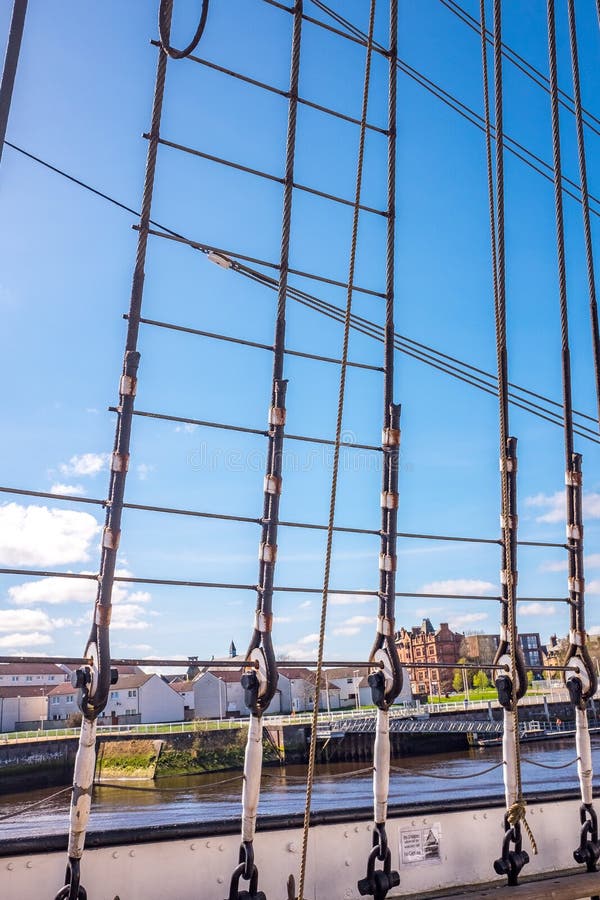 Ropes Rigging Masts and Stays on Traditional Sailing Ship Stock Image ...