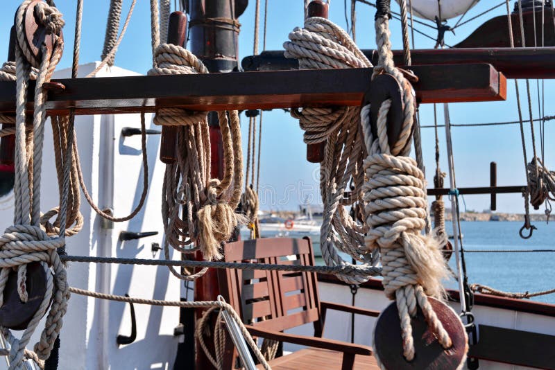 Ropes on sail boat stock image. Image of splash, sail - 59722615