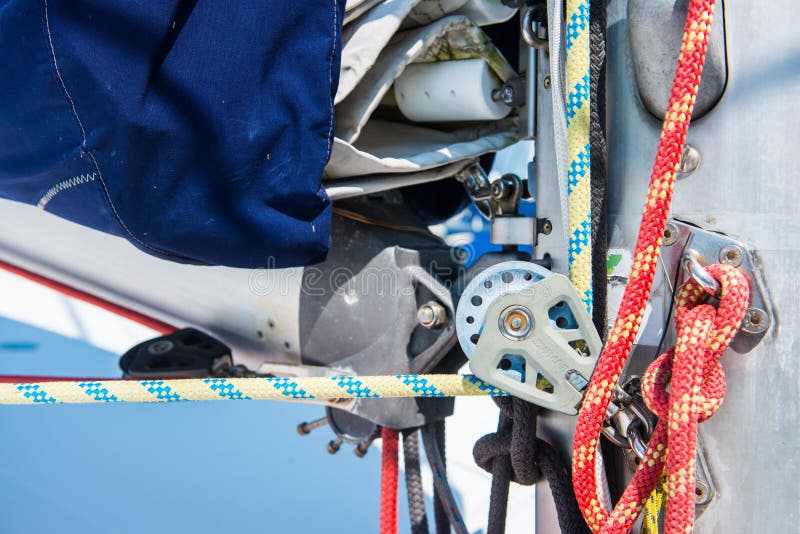 The Ropes of a Sailing Boat Stock Image - Image of roll, mast: 110653745