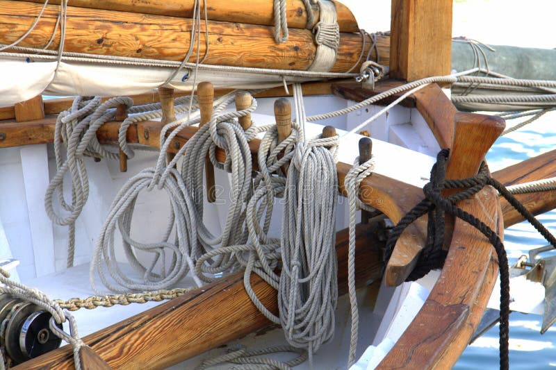 Ropes on sailing ship stock photo. Image of outdoor, brown - 19174436