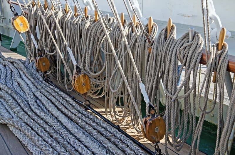 Ropes for the sails stock image. Image of close, boat - 54485329
