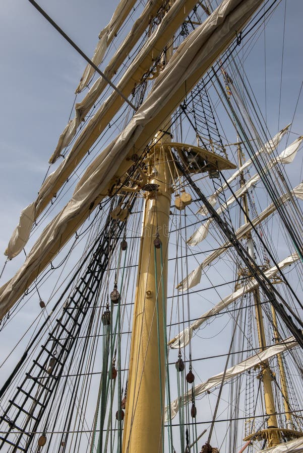 Ropes and Sails on a Sailing Vessel Stock Photo - Image of sailing ...