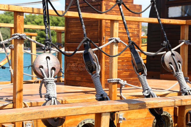 Ropes for Securing the Sails of a Sailboat Stock Photo - Image of rope ...