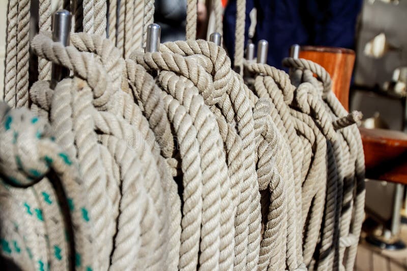 Ropes on ship deck stock photo. Image of maritime, loop - 95645726